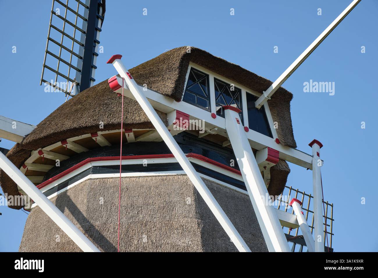 Close up of historic Hantumermolen windmill in Friesland, Netherlands ...