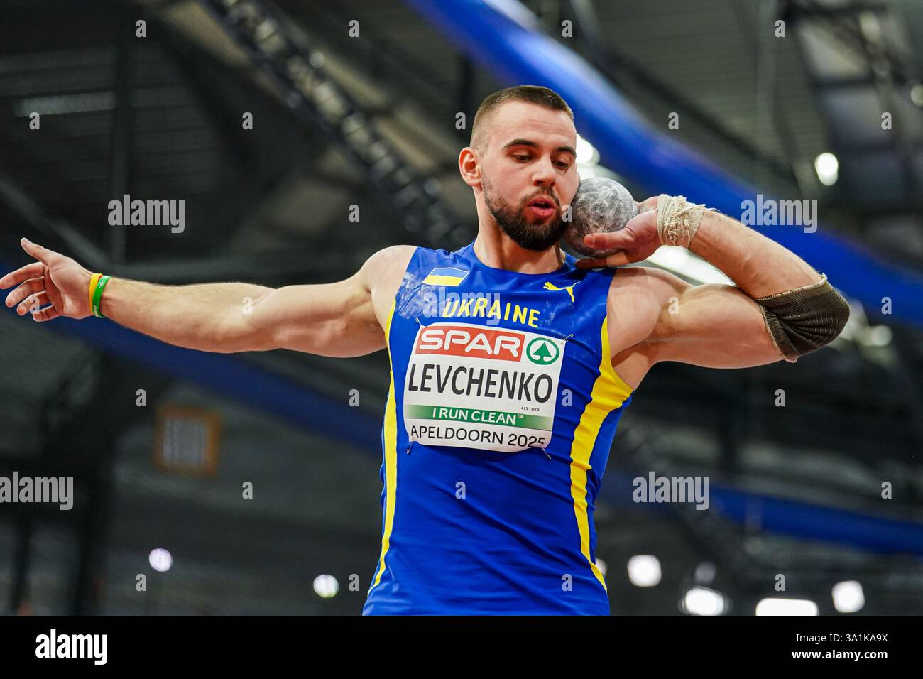 APELDOORN, NETHERLANDS - MARCH 9: Artem Levchenko of Ukraine competing in the Shot Put Men ...