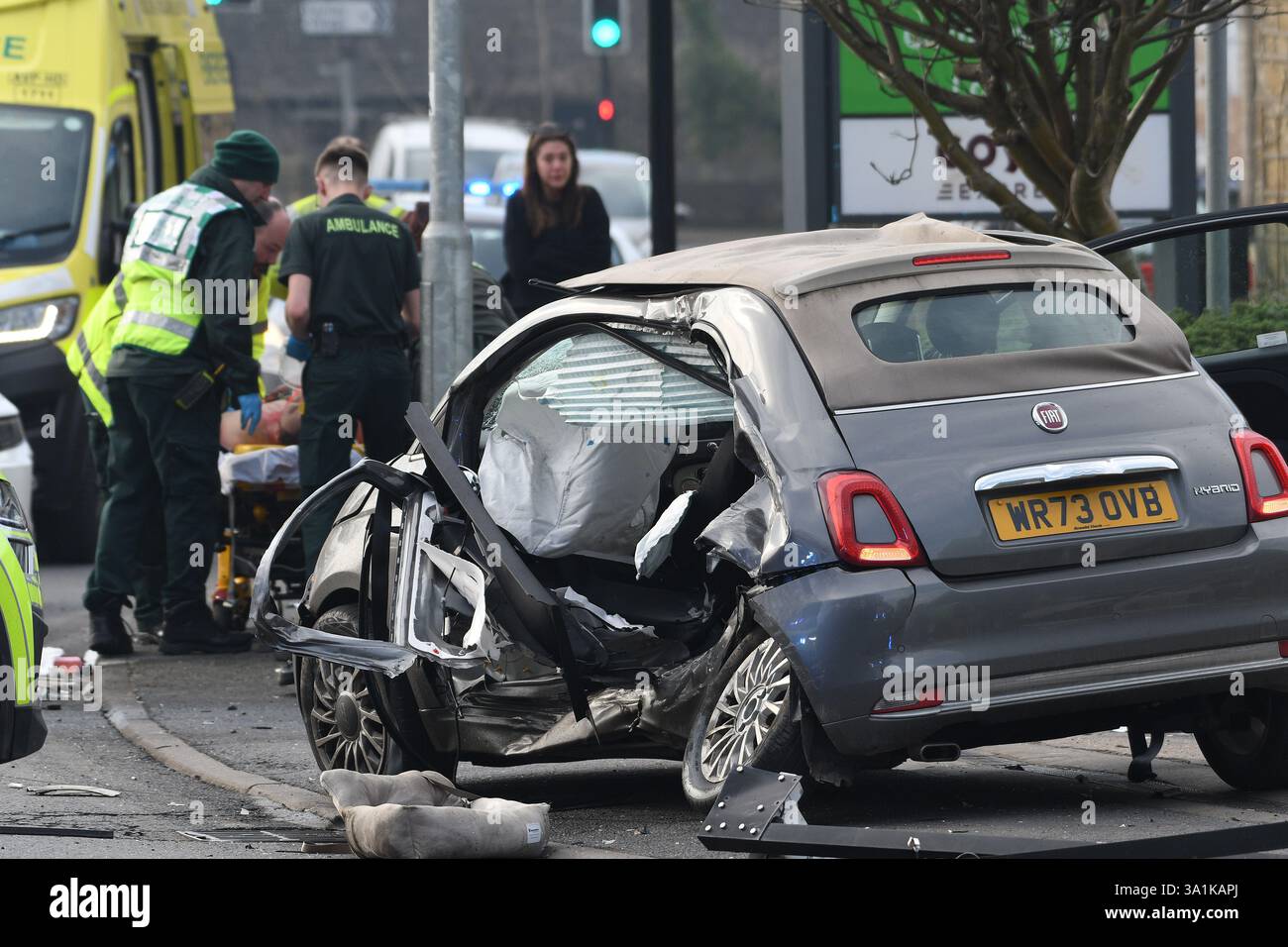 Honley, Holmfirth, Yorkshire, UK, 09 March 2025. Road Traffic Accident ...