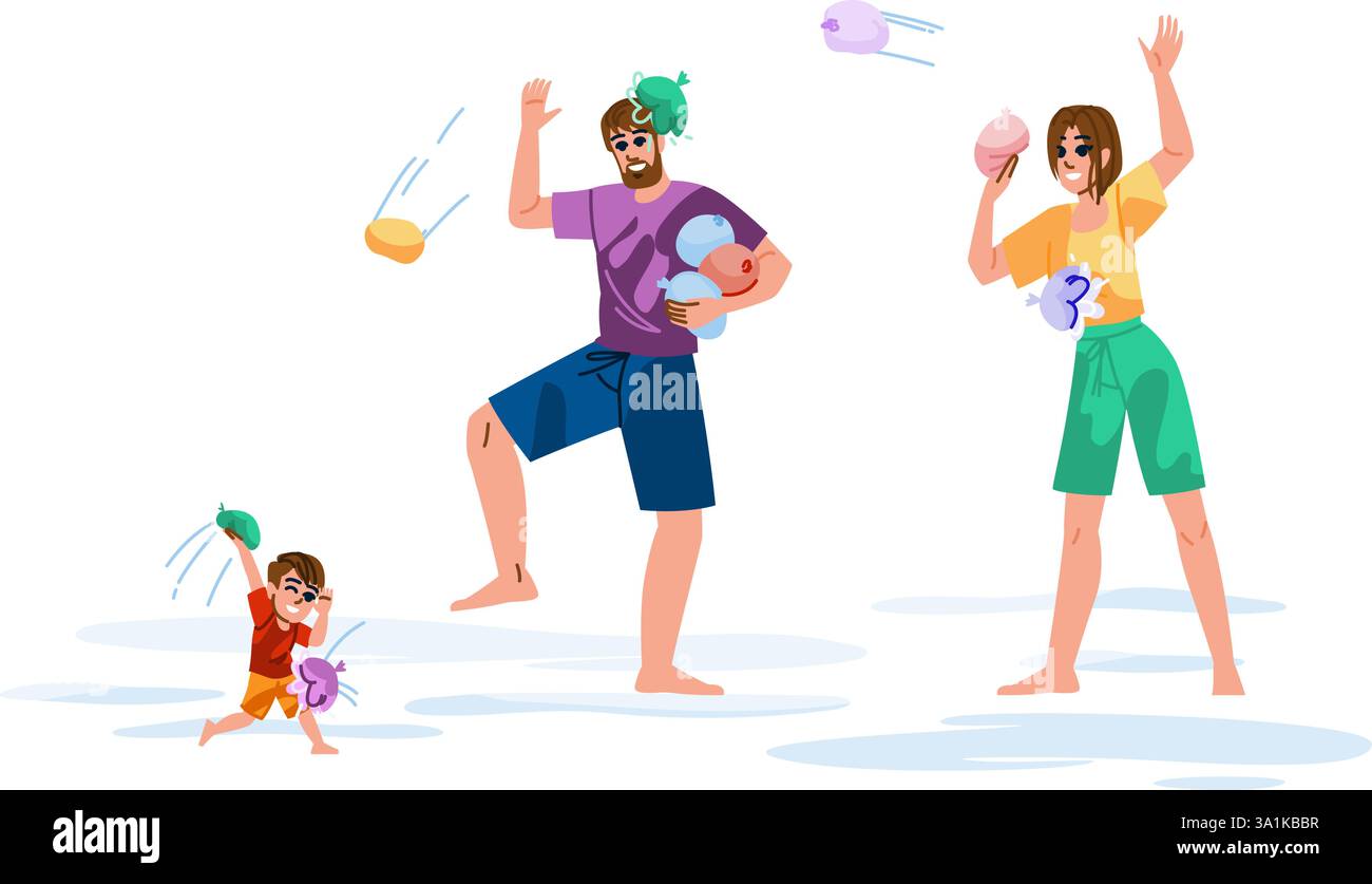 children family balloon fight vector Stock Vector Image & Art - Alamy