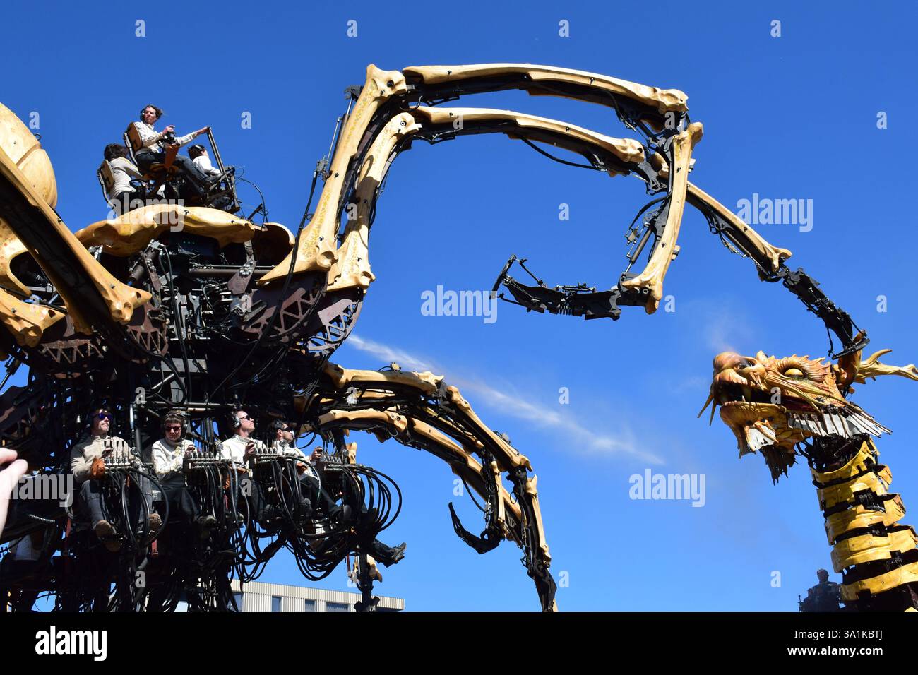 A colossal battle unfolds between a giant dragon robot and a giant ...