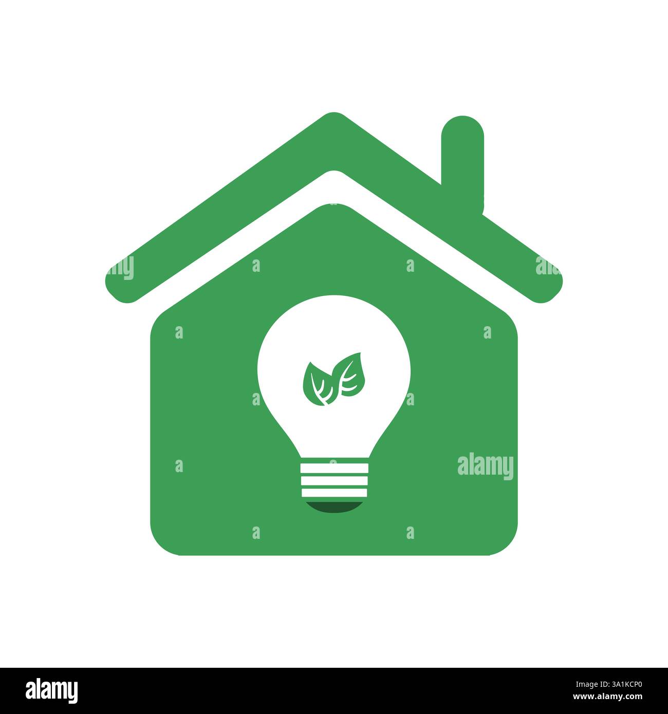 Eco House, Green Smart Home Concept - House Icon With Leaves in a Light ...