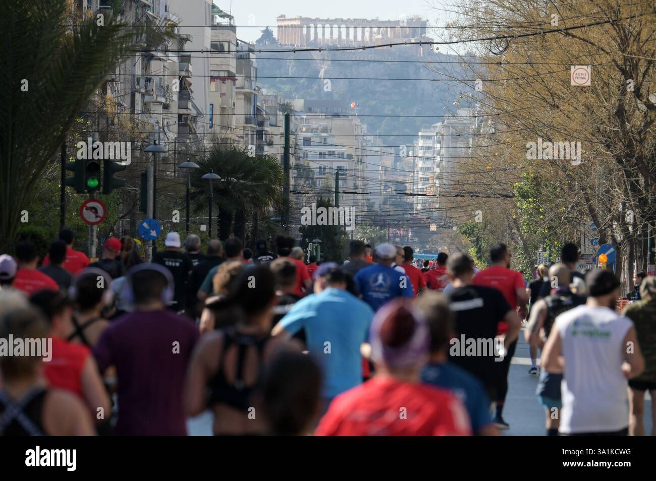 Athens, Greece, 9 March 2025. Competitors make their way in Patision ...