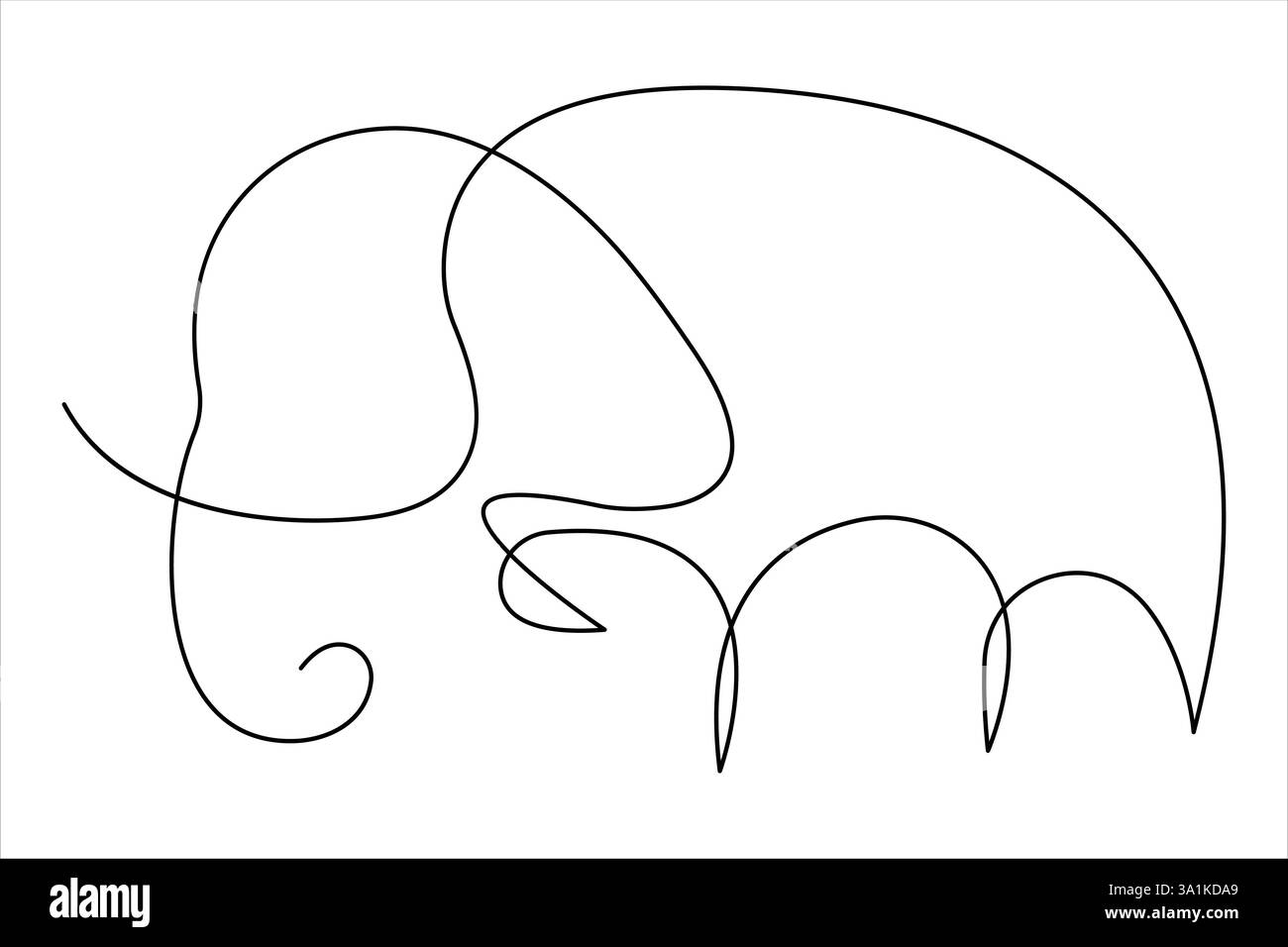 Continuous one line drawing of elephant wildlife animal concept. vector ...