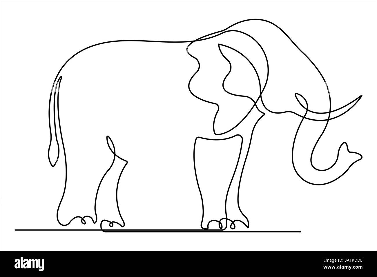 Continuous one line drawing of elephant wildlife animal concept. vector ...