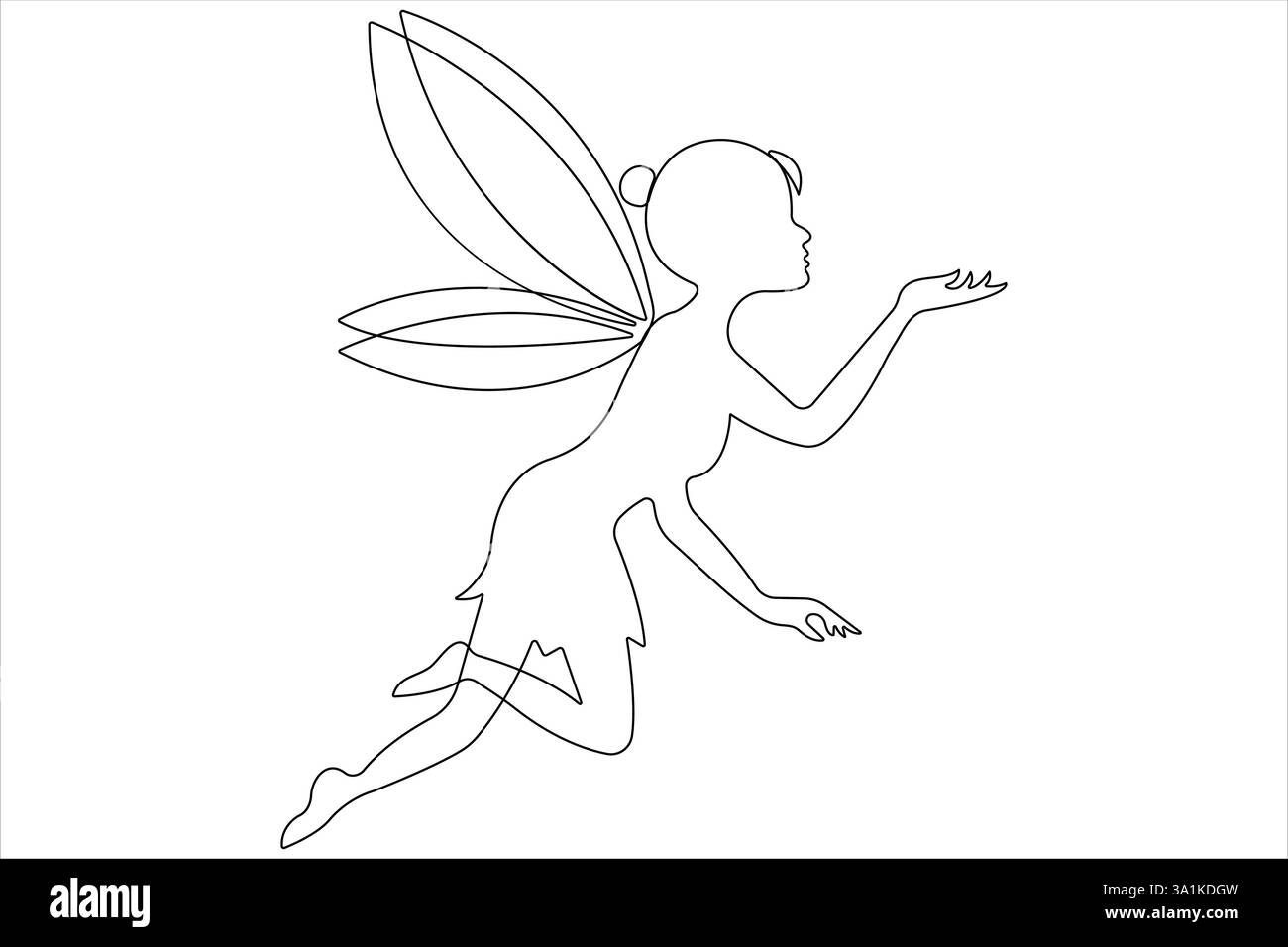 Fairy continuous one line art drawing of outline vector Stock Vector ...