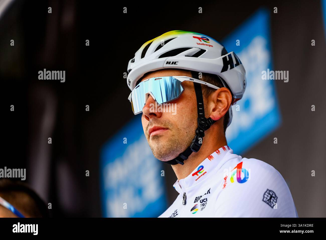 Belgian Steff Cras of TotalEnergies pictured at the start of the first ...