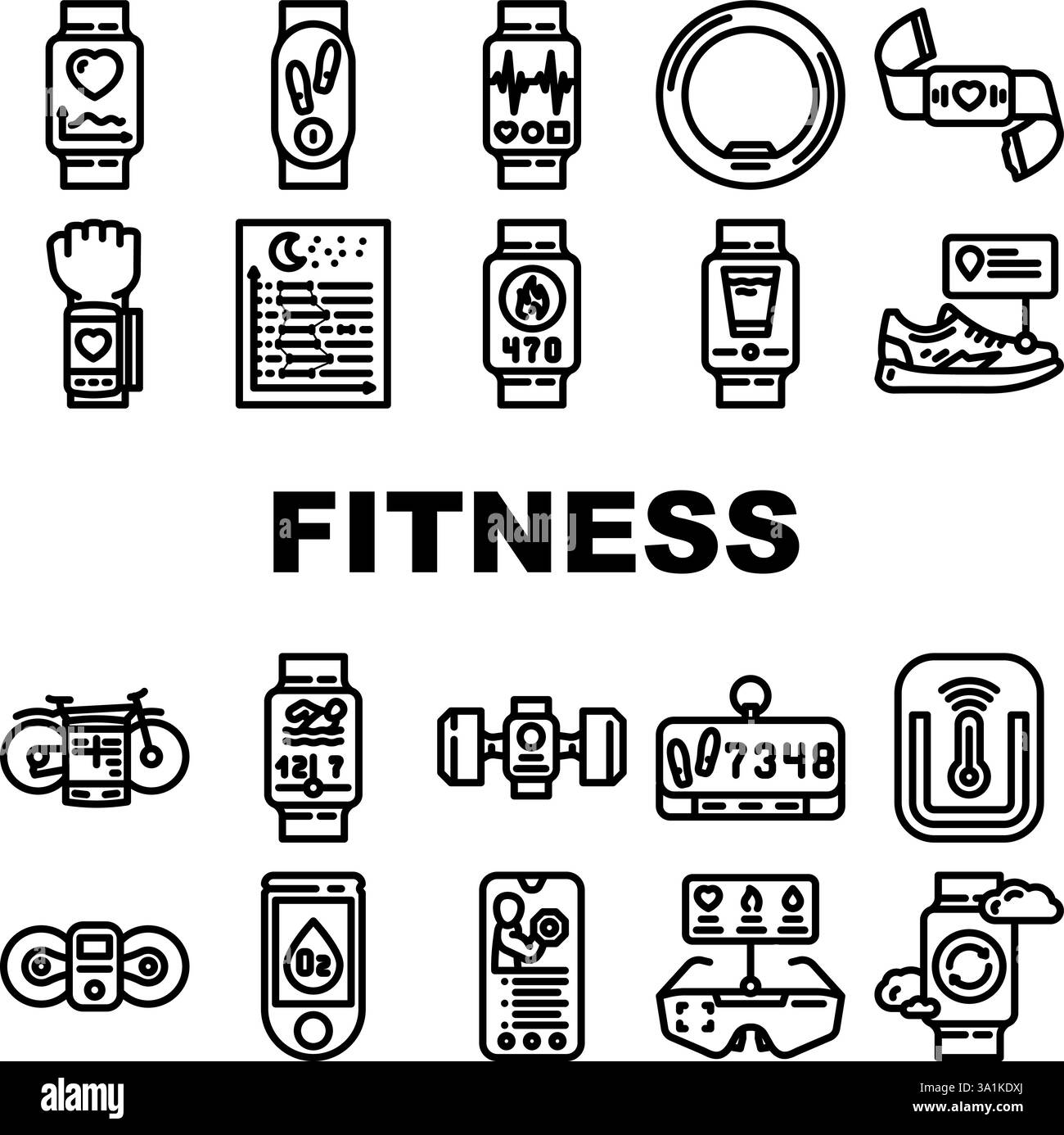 wearable fitness technology icons set vector Stock Vector Image & Art ...