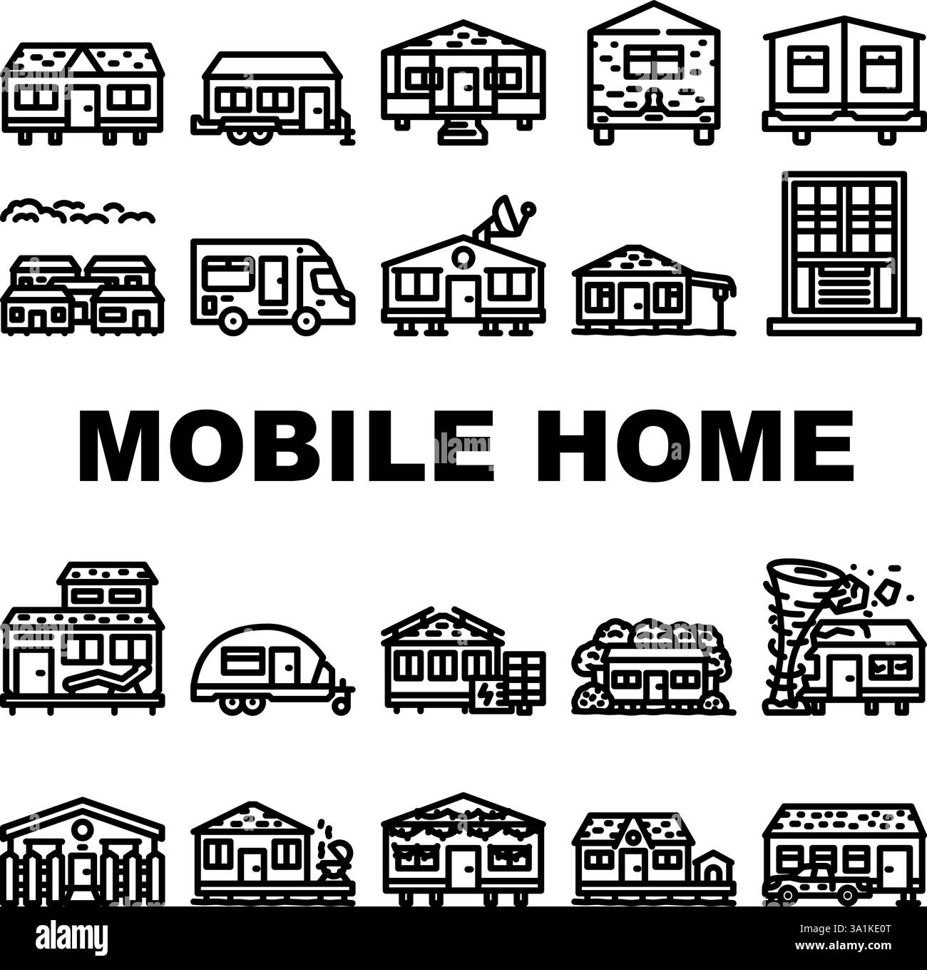 mobile home trailer icons set vector Stock Vector Image & Art - Alamy