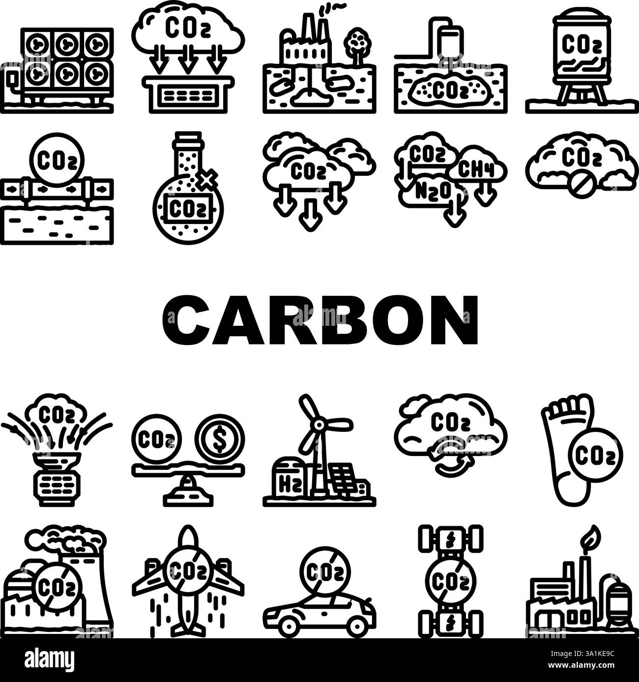carbon capture sequestration icons set vector Stock Vector Image & Art ...