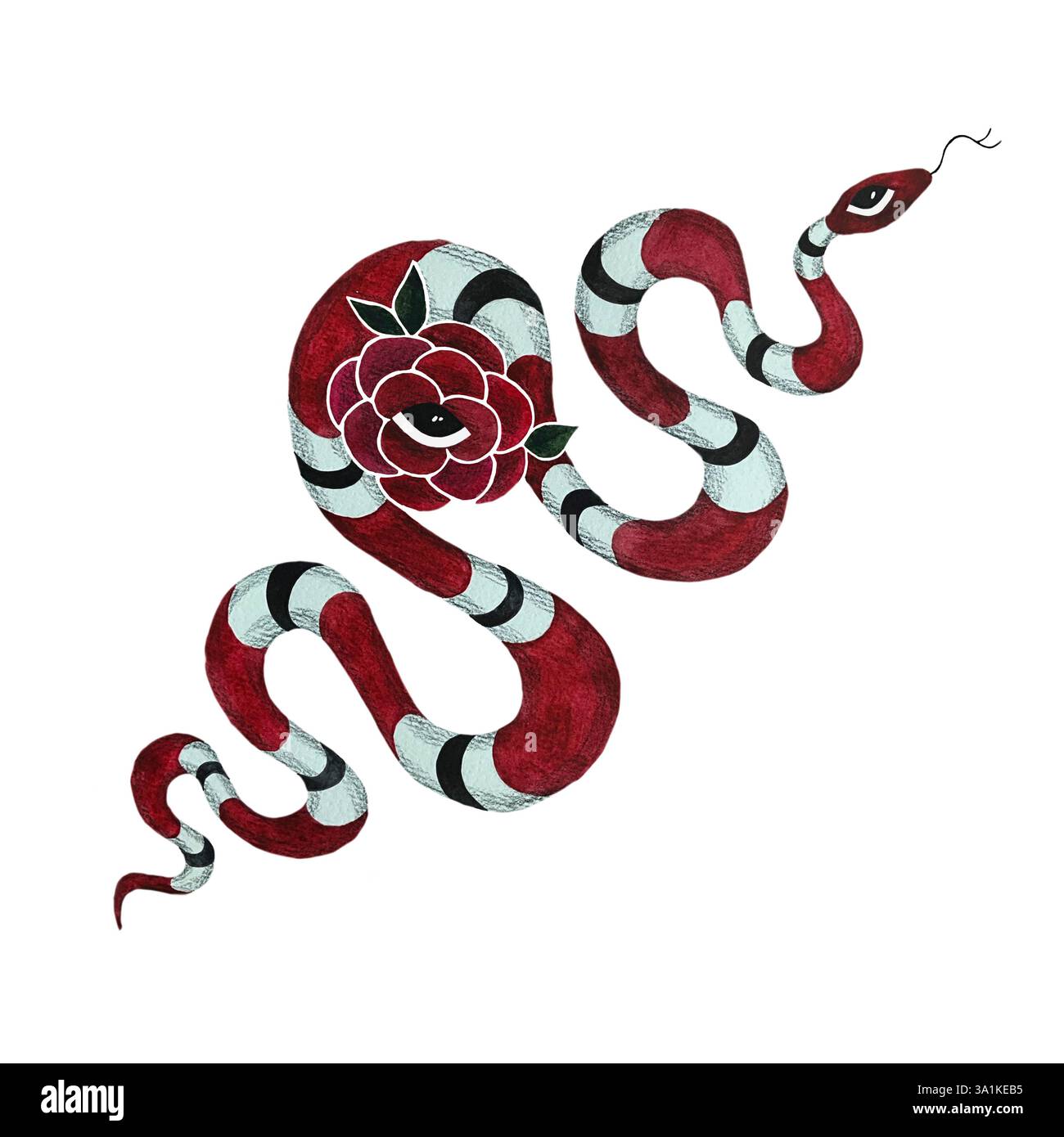 Watercolor illustration of a magic snake with all seeing human eye and ...
