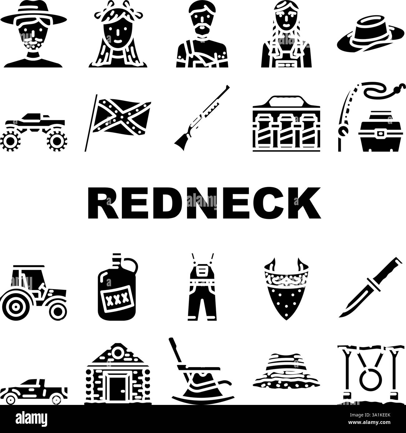 redneck country southern icons set vector Stock Vector Image & Art - Alamy