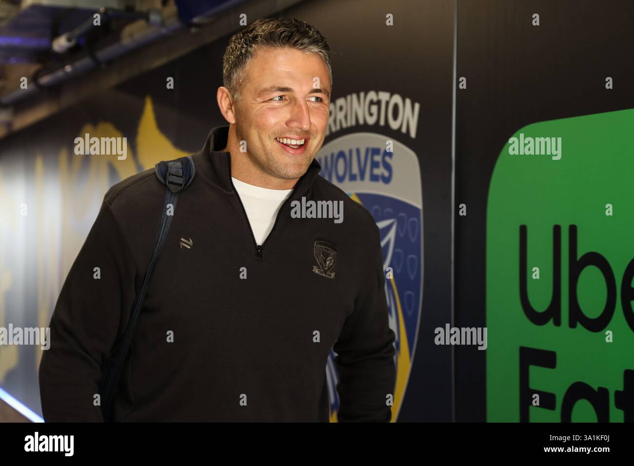 Sam Burgess Head Coach of Warrington Wolves arrives ahead of the ...