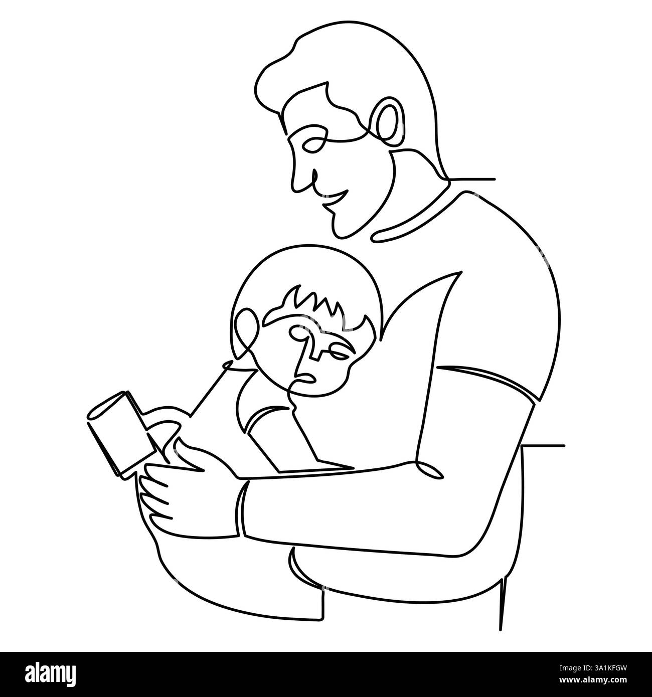 Happy father's day continuous single line art drawing and outline ...