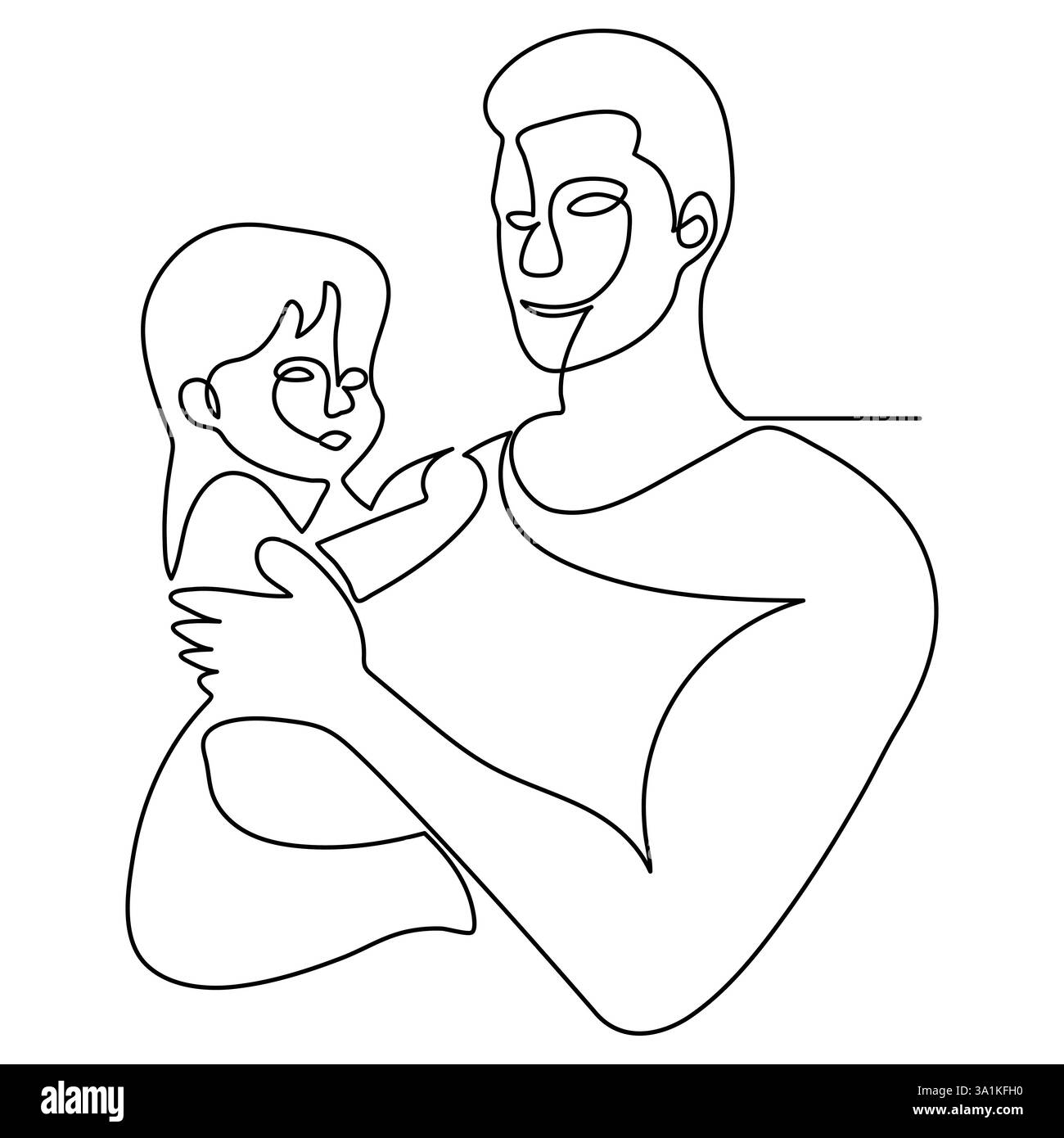 Happy father's day continuous single line art drawing and outline ...