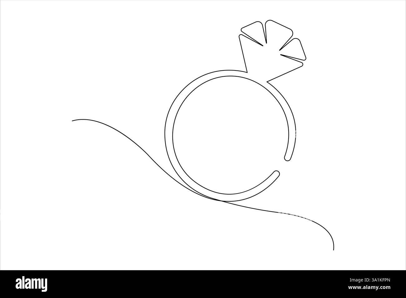 Continuous one line art drawing of wedding ring and ring box design ...