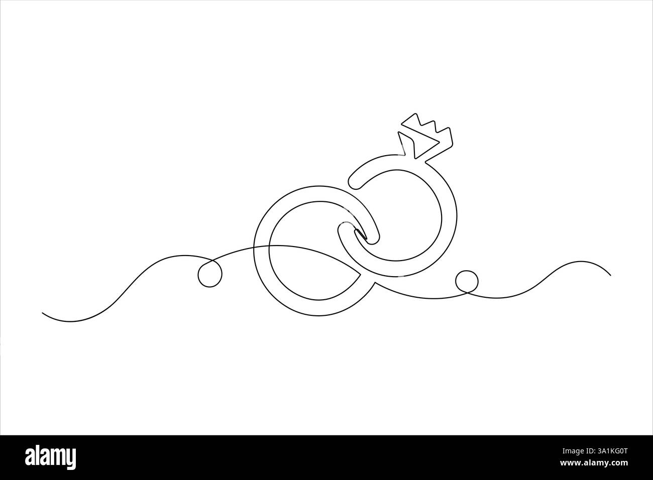 Continuous one line art drawing of wedding ring and ring box design ...