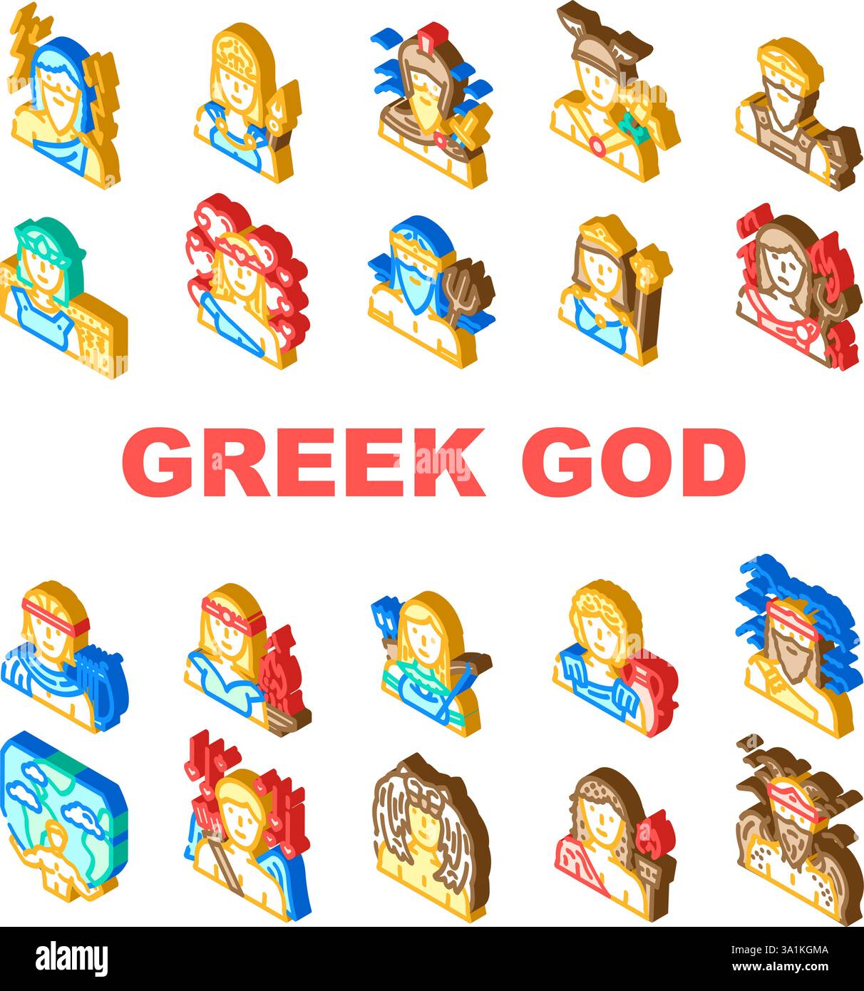 greek god zeus, hera, poseidon icons set vector Stock Vector Image & Art - Alamy
