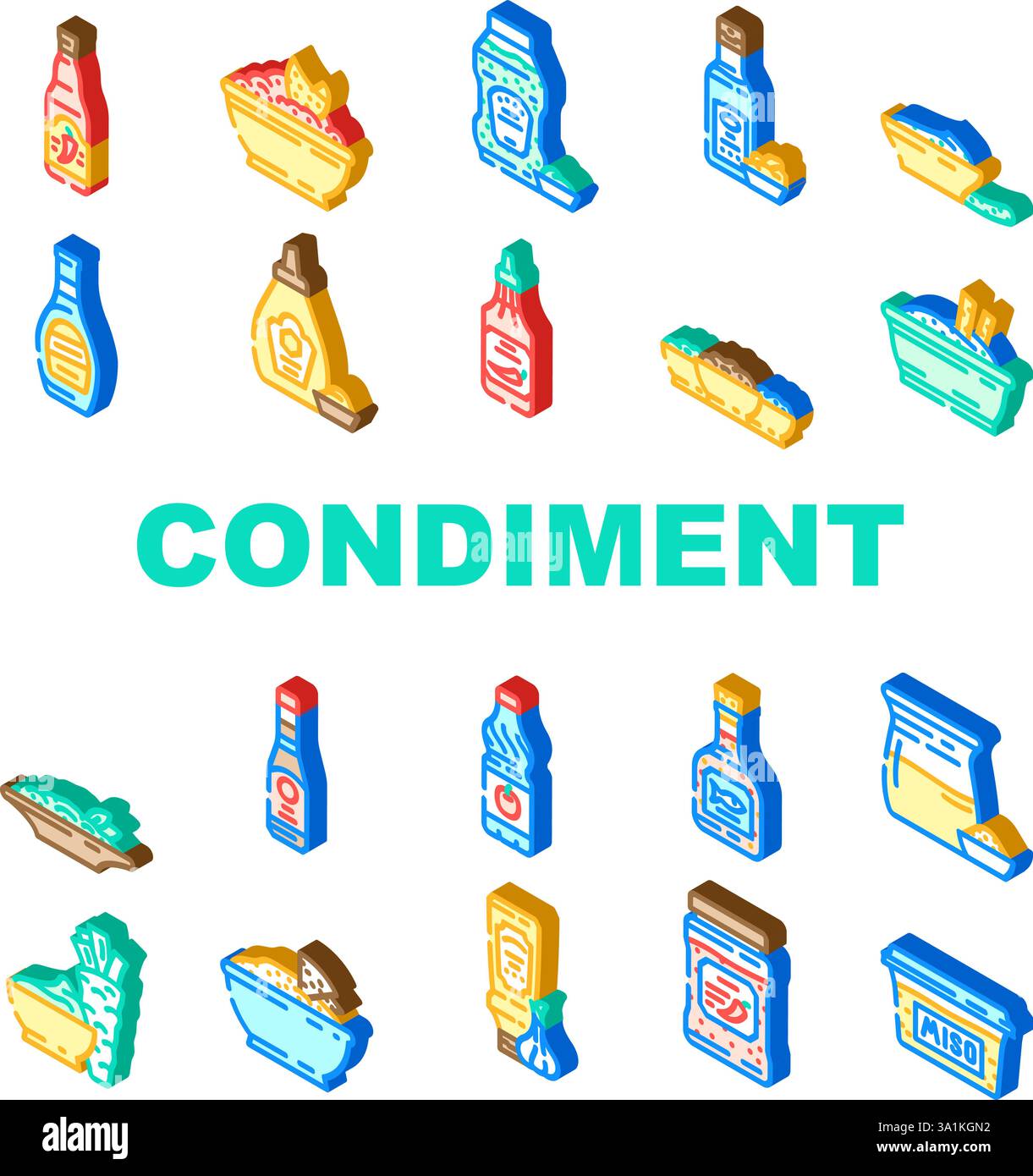 condiment ketchup mustard icons set vector Stock Vector Image & Art - Alamy