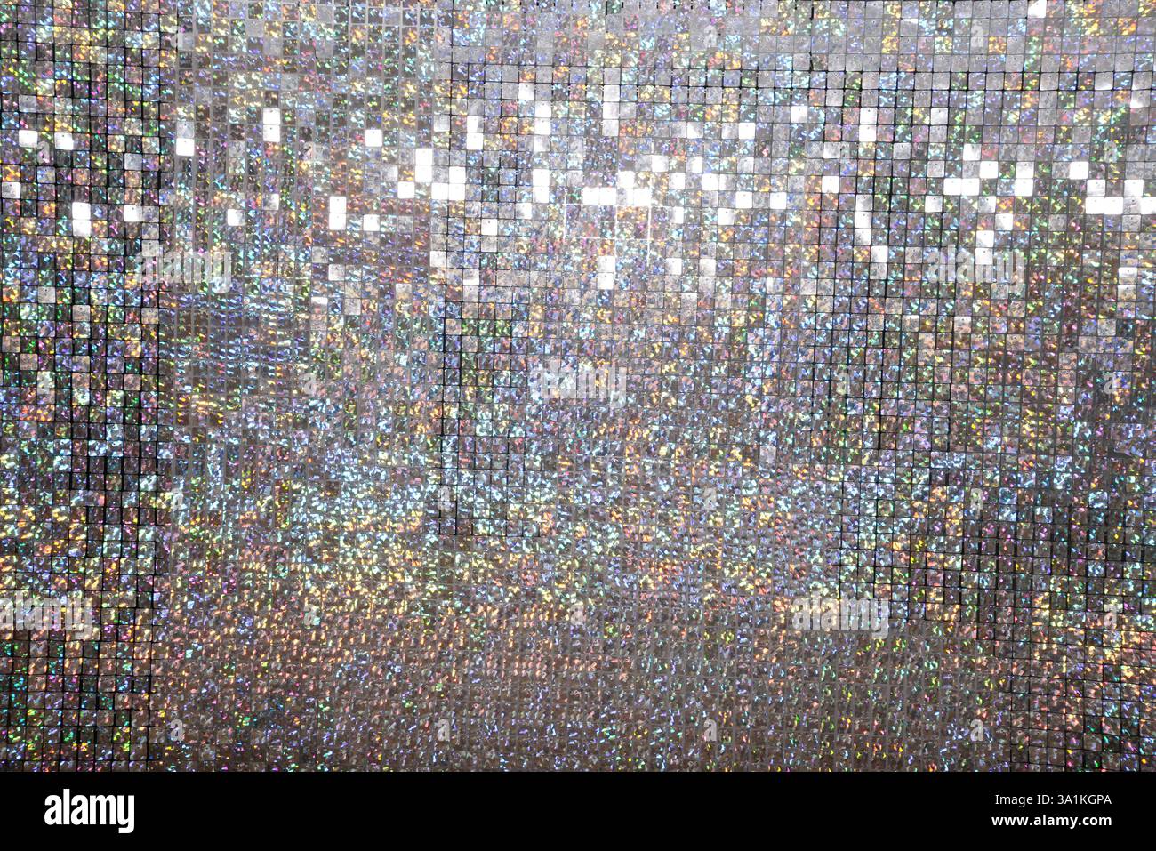 close-up of a foldable silver reflective photo wall. A beautiful ...