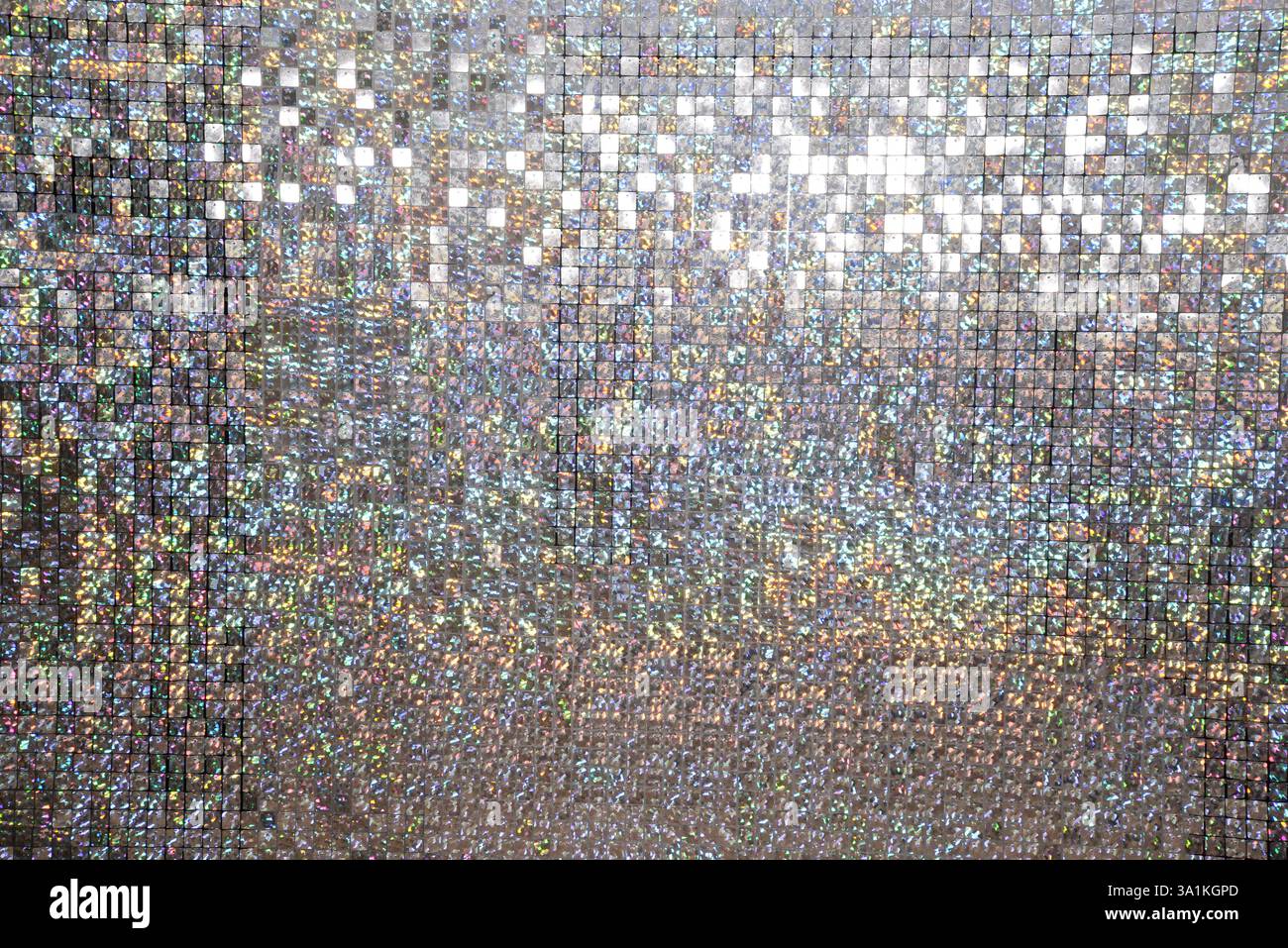 close-up of a foldable silver reflective photo wall. A beautiful ...