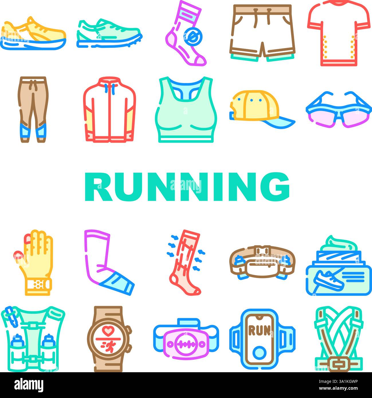 running accessories shoes icons set vector Stock Vector Image & Art - Alamy