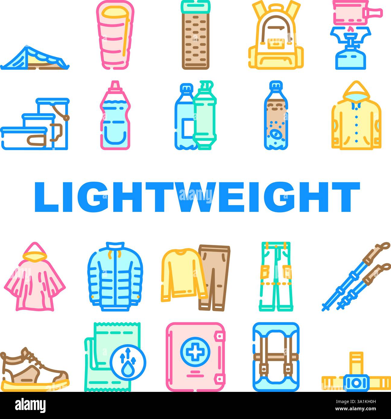 lightweight backpacking icons set vector Stock Vector Image & Art - Alamy