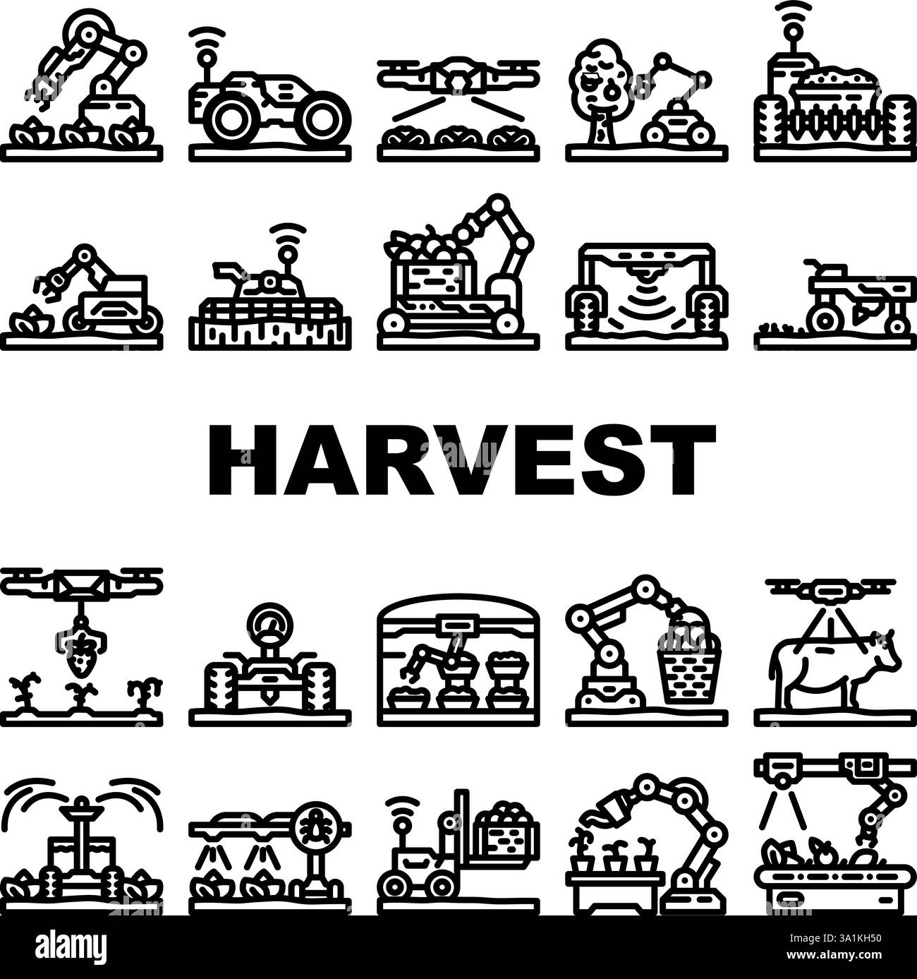 robot harvests automation icons set vector Stock Vector Image & Art - Alamy