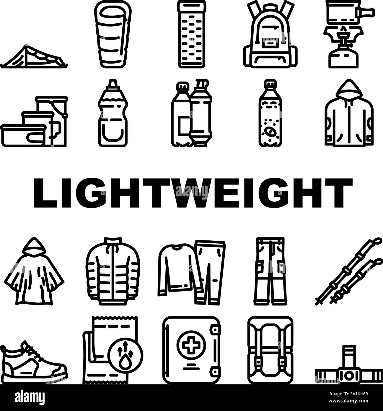 lightweight backpacking icons set vector Stock Vector Image & Art - Alamy
