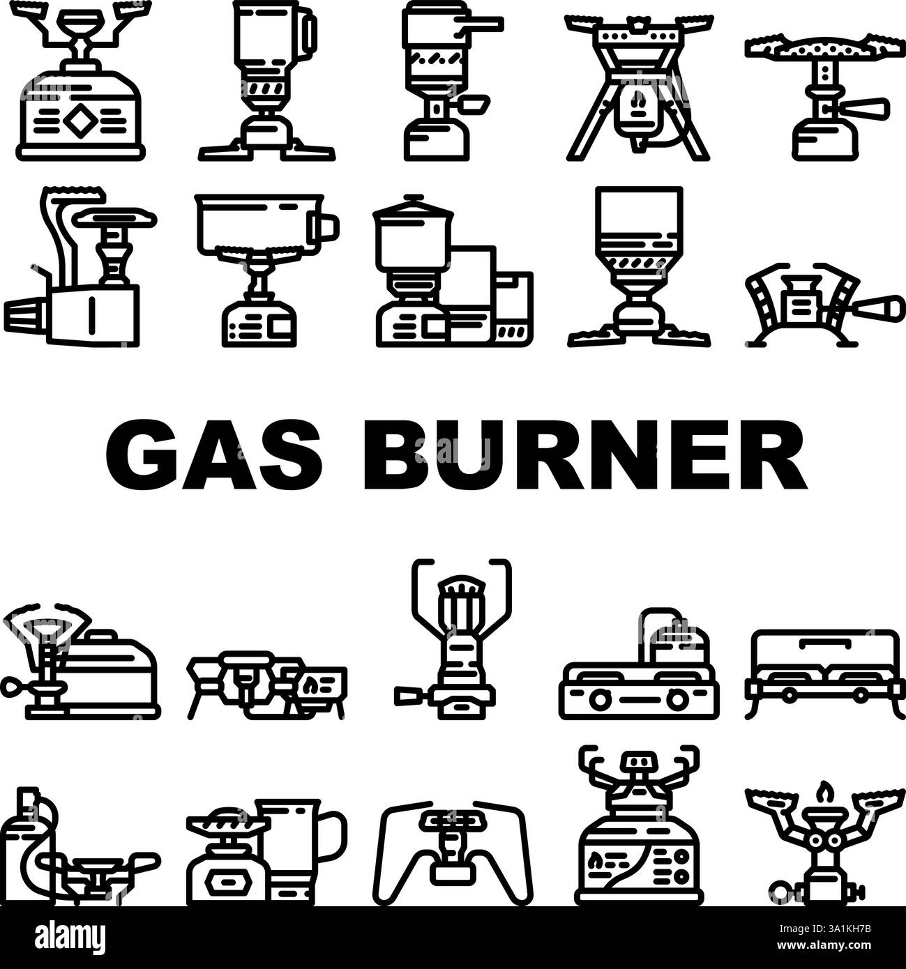 gas burner stove cooktop icons set vector Stock Vector Image & Art - Alamy