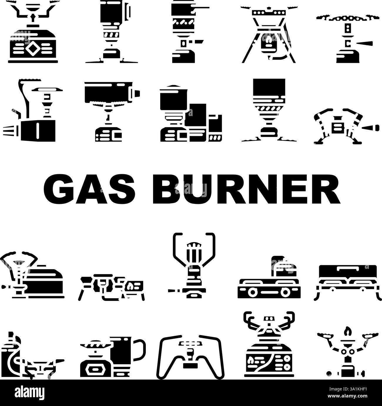 gas burner stove cooktop icons set vector Stock Vector Image & Art - Alamy