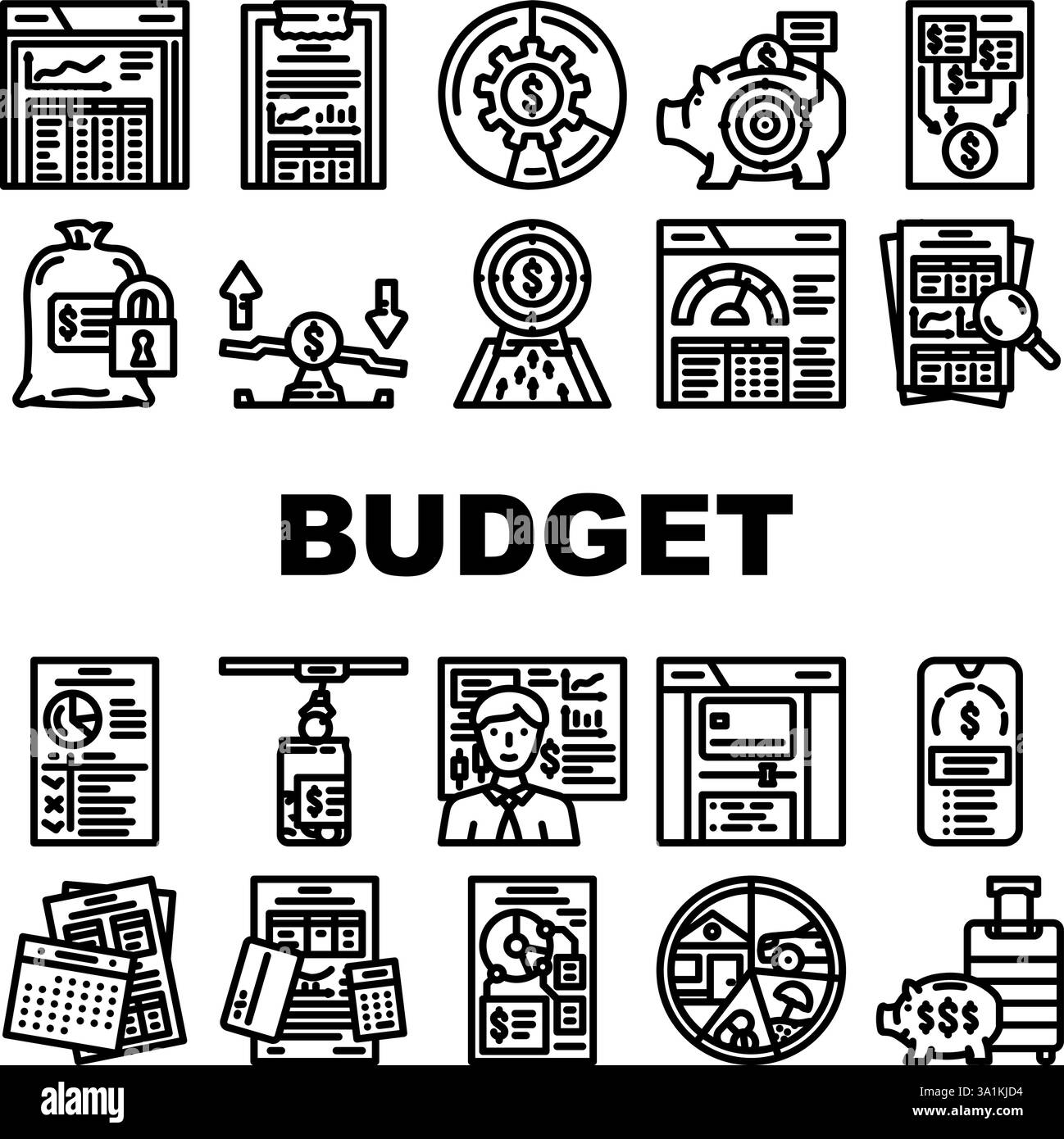 budget planning savings icons set vector Stock Vector Image & Art - Alamy