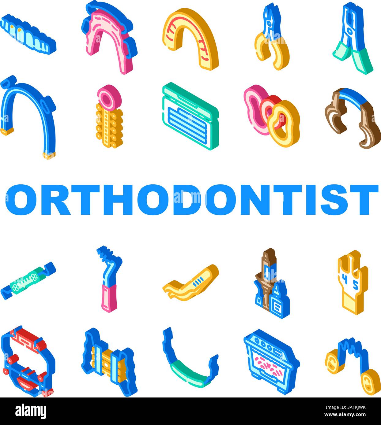 orthodontist accessories retainer icons set vector Stock Vector Image ...