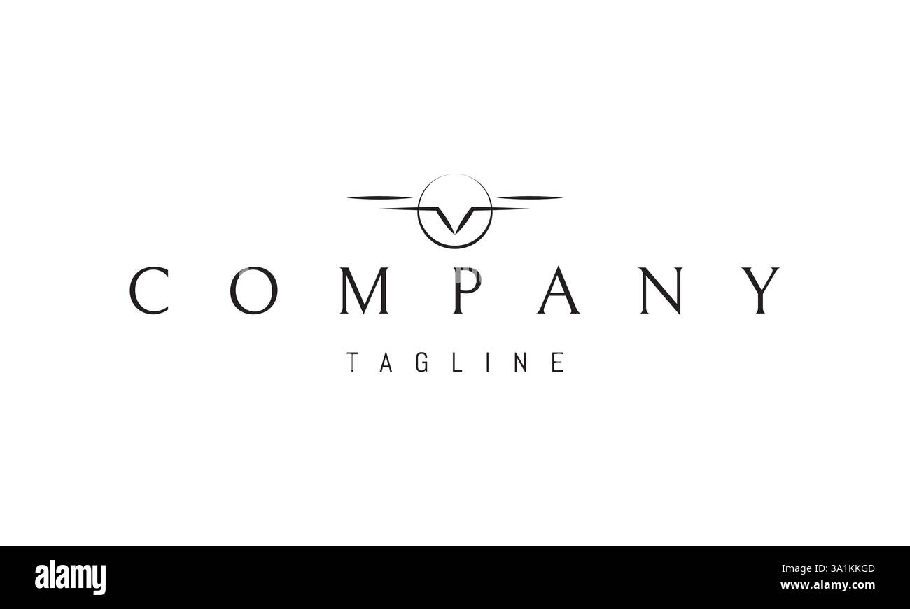 Vector logo with an abstract image of a drone in a minimalistic form ...