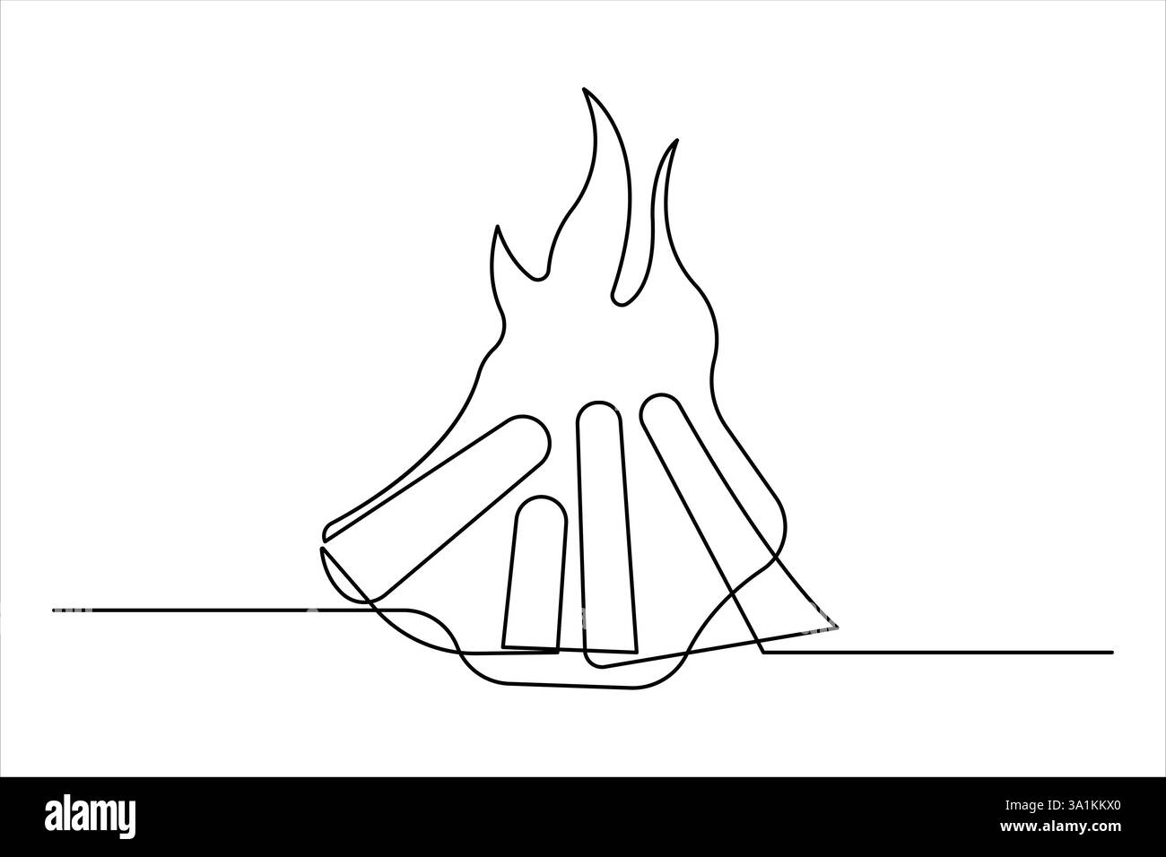 Continuous one line fire art drawing vector illustration Stock Vector ...