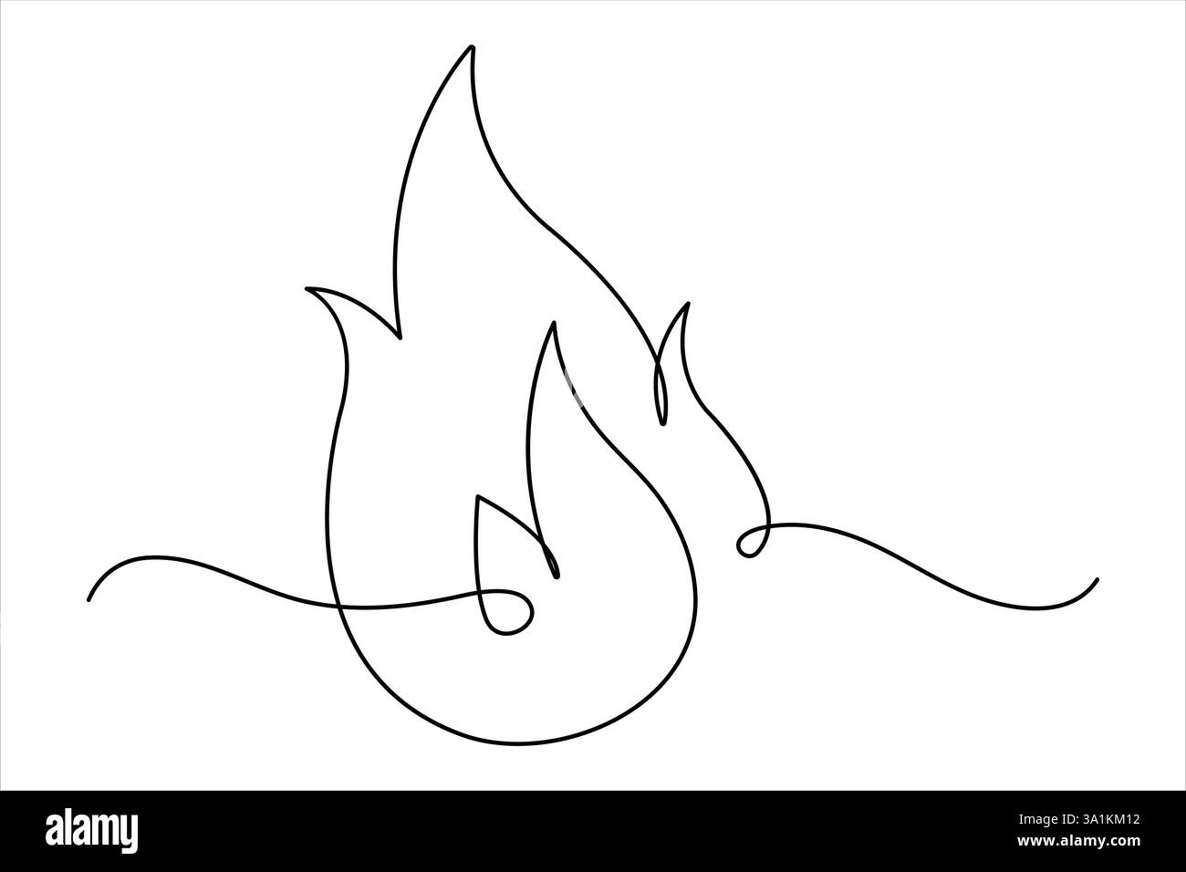 Continuous one line fire art drawing vector illustration Stock Vector ...