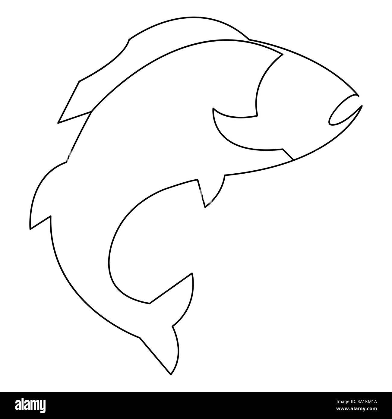 Fish continuous one line art drawing illustration hand drawn sketch ...