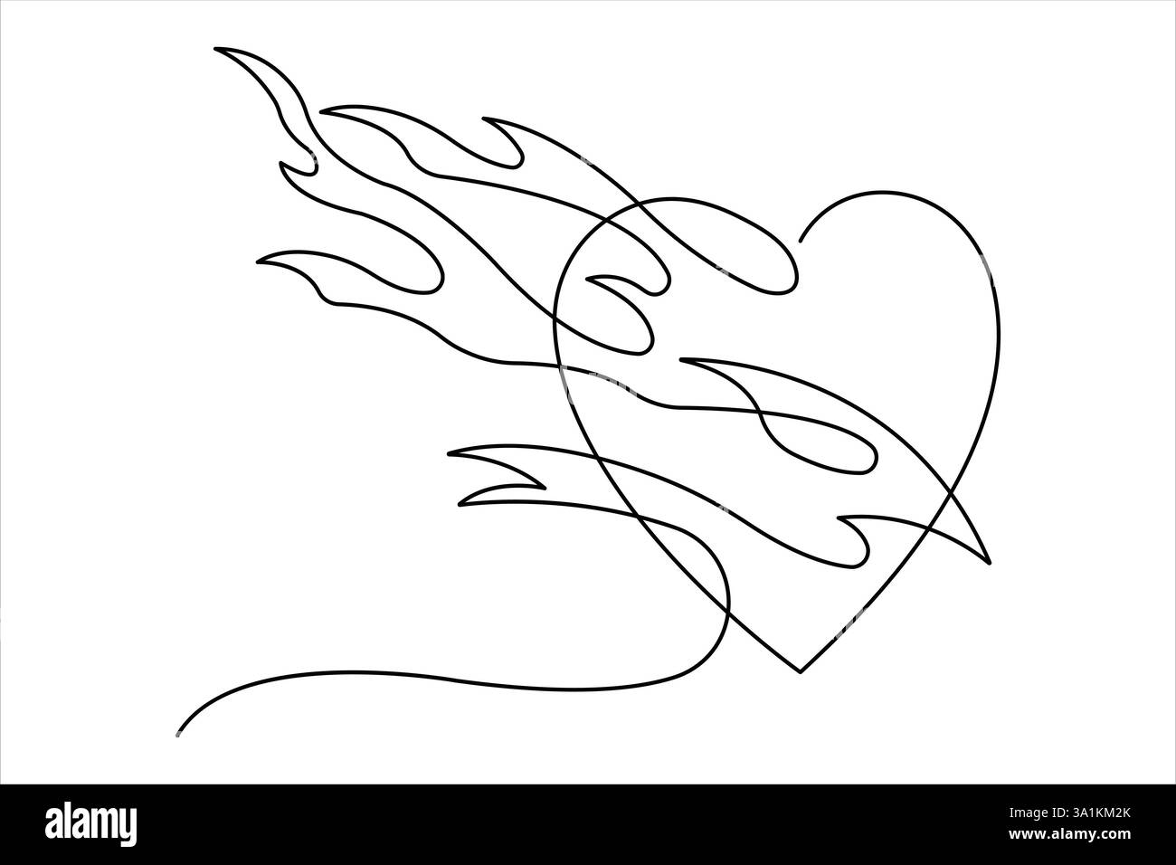Continuous one line fire art drawing vector illustration Stock Vector ...