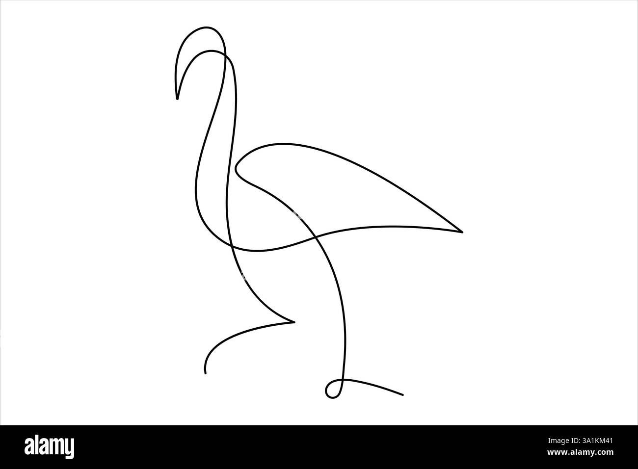 Flamingo continuous one line drawing of bird, flamingo simple contour drawing for modern ...