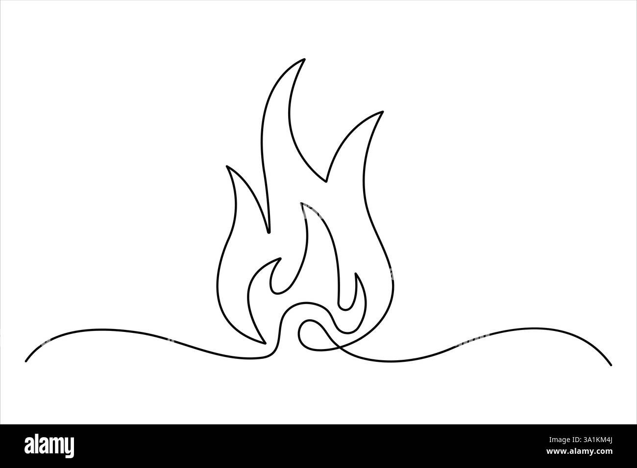 Continuous one line fire art drawing vector illustration Stock Vector ...