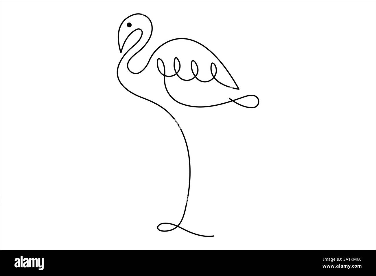 Flamingo continuous one line drawing of bird, flamingo simple contour ...