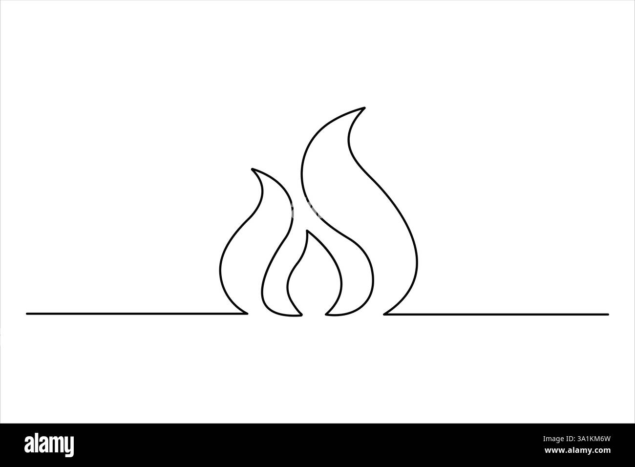 Continuous one line fire art drawing vector illustration Stock Vector ...