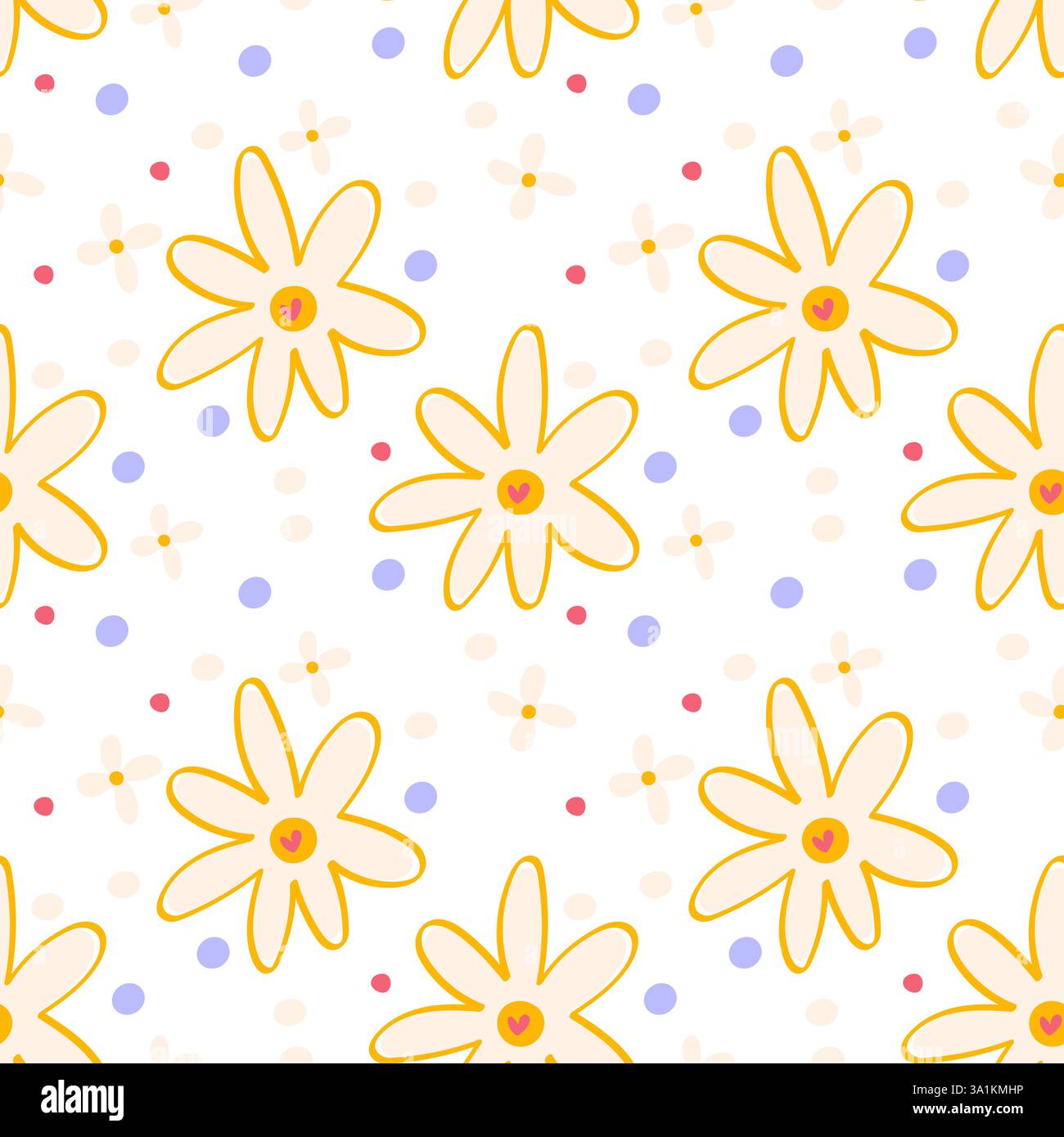 Golden Daisy Seamless Pattern with Soft Pastel Colors Boho Floral ...