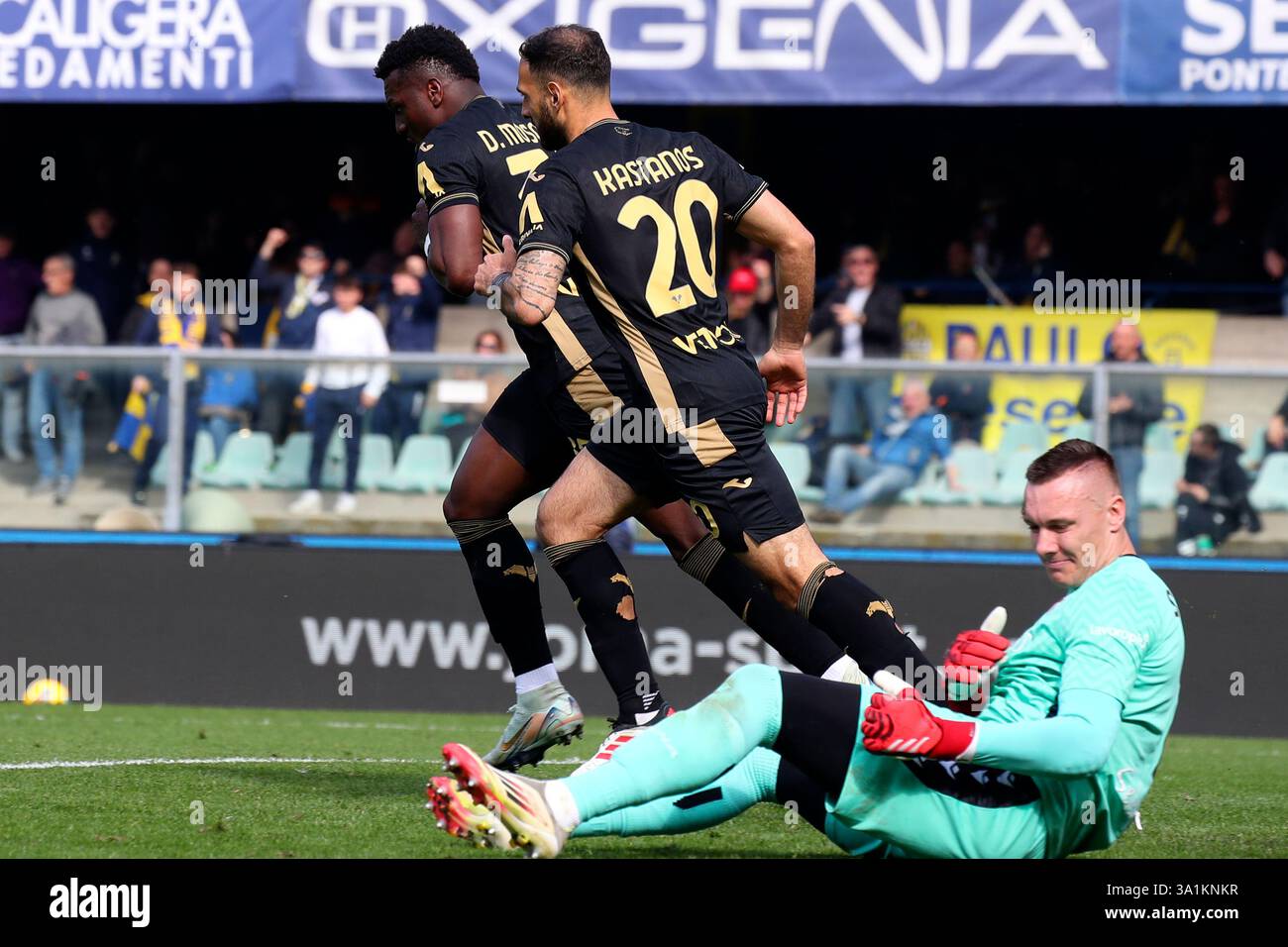 Verona’s Daniel Mosquera celebration goal 1-2 during the Serie A ...