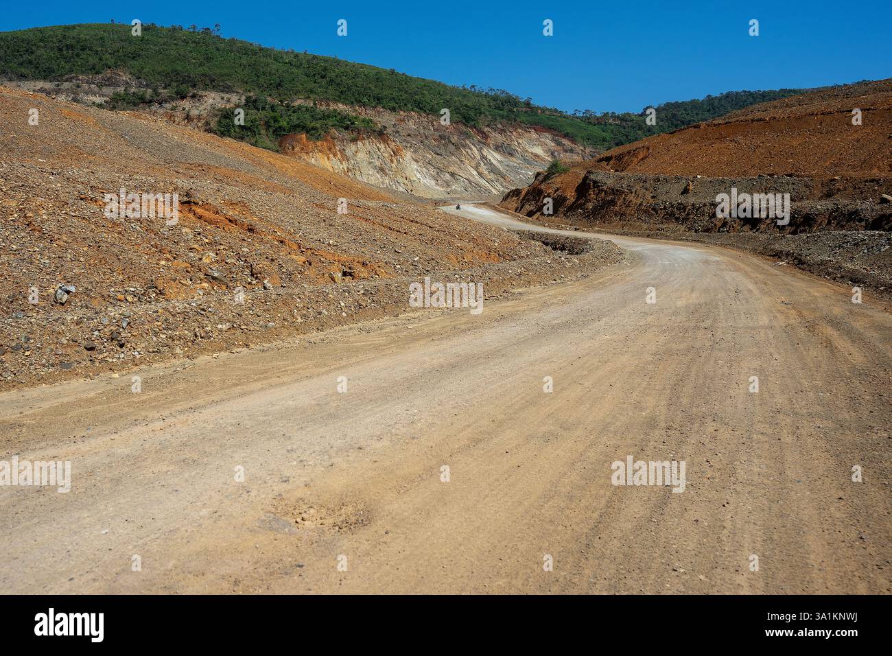 A view of the landscape where mining has take place in El Estor ...