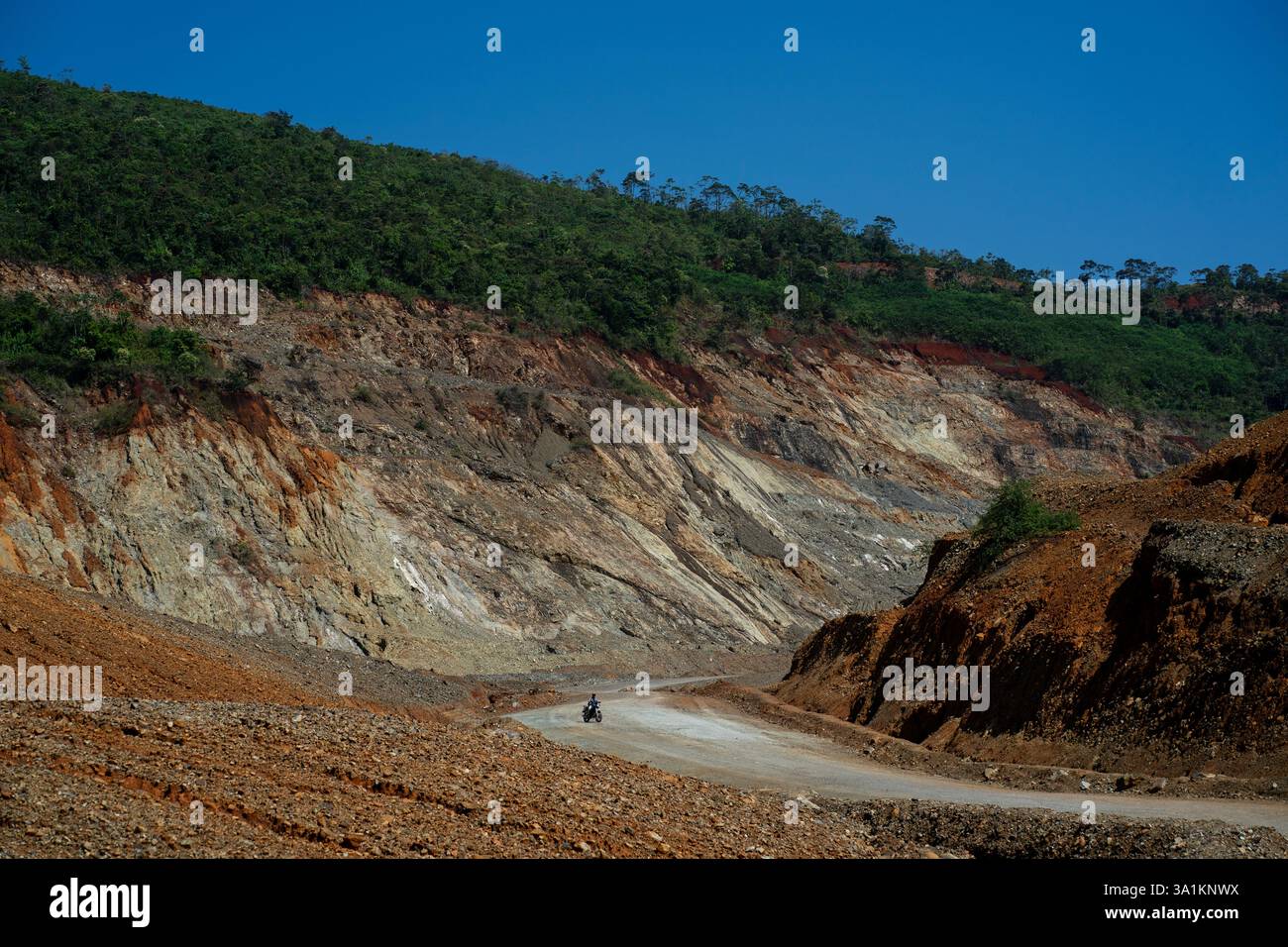 A view of the landscape where mining has take place in El Estor ...