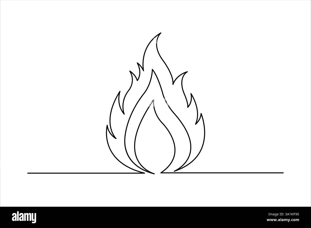 Fire continuous one line art drawing of flame shape, bonfire outline ...