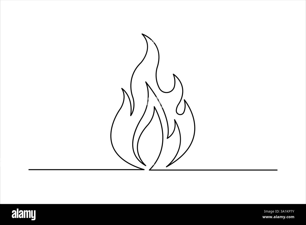 Fire continuous one line art drawing of flame shape, bonfire outline ...