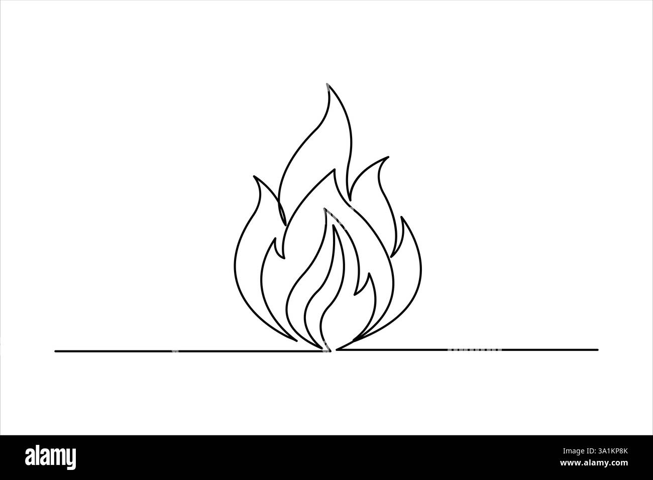 Fire continuous one line art drawing of flame shape, bonfire outline ...