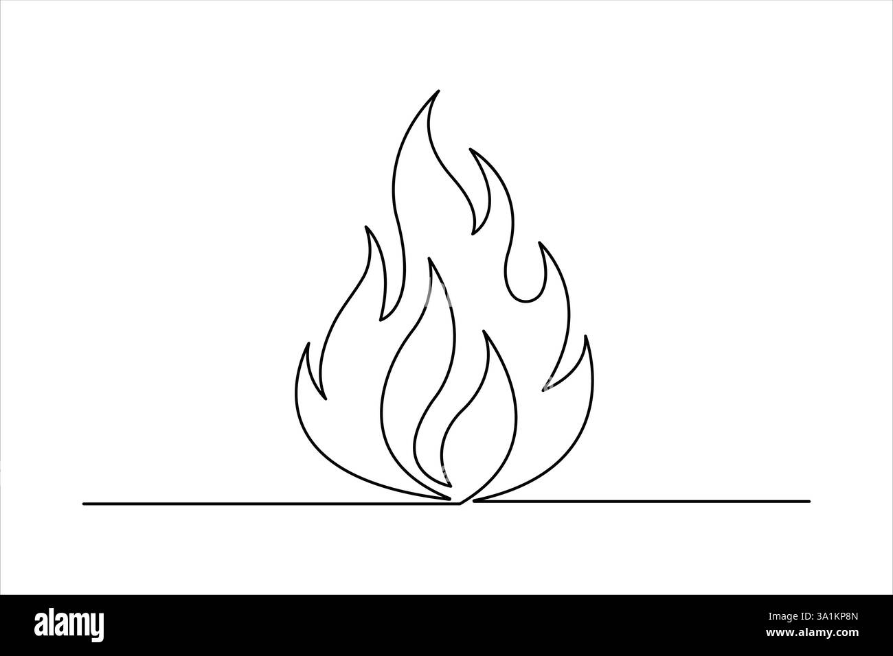 Fire continuous one line art drawing of flame shape, bonfire outline ...